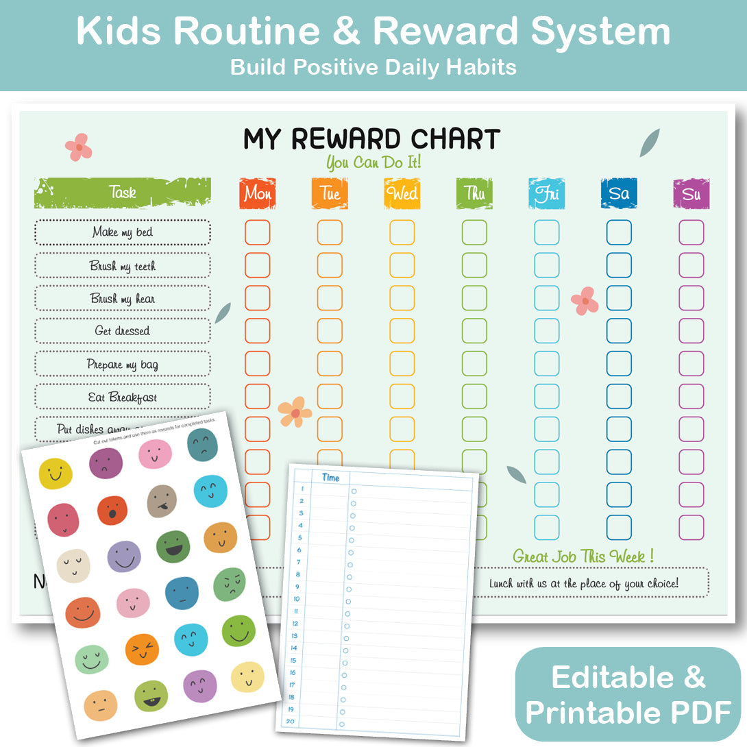 Kids Routine & Reward System Printable | Behavior Chart Bundle – Nice Pick